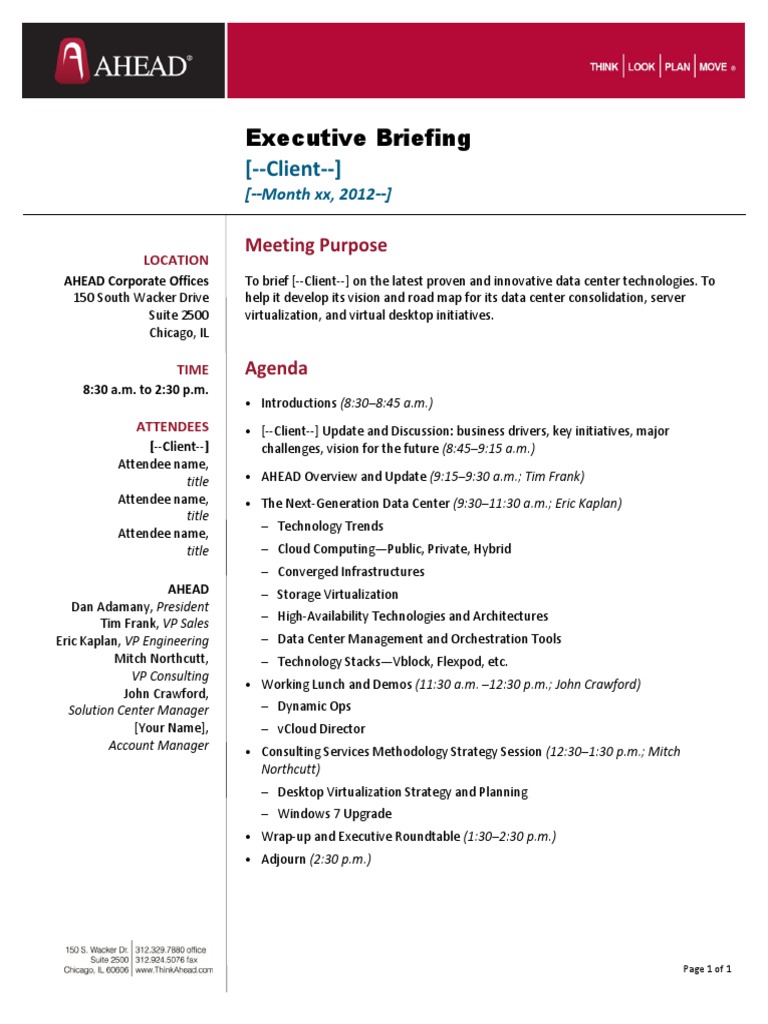 Agenda Template Executive Briefing v3 | PDF