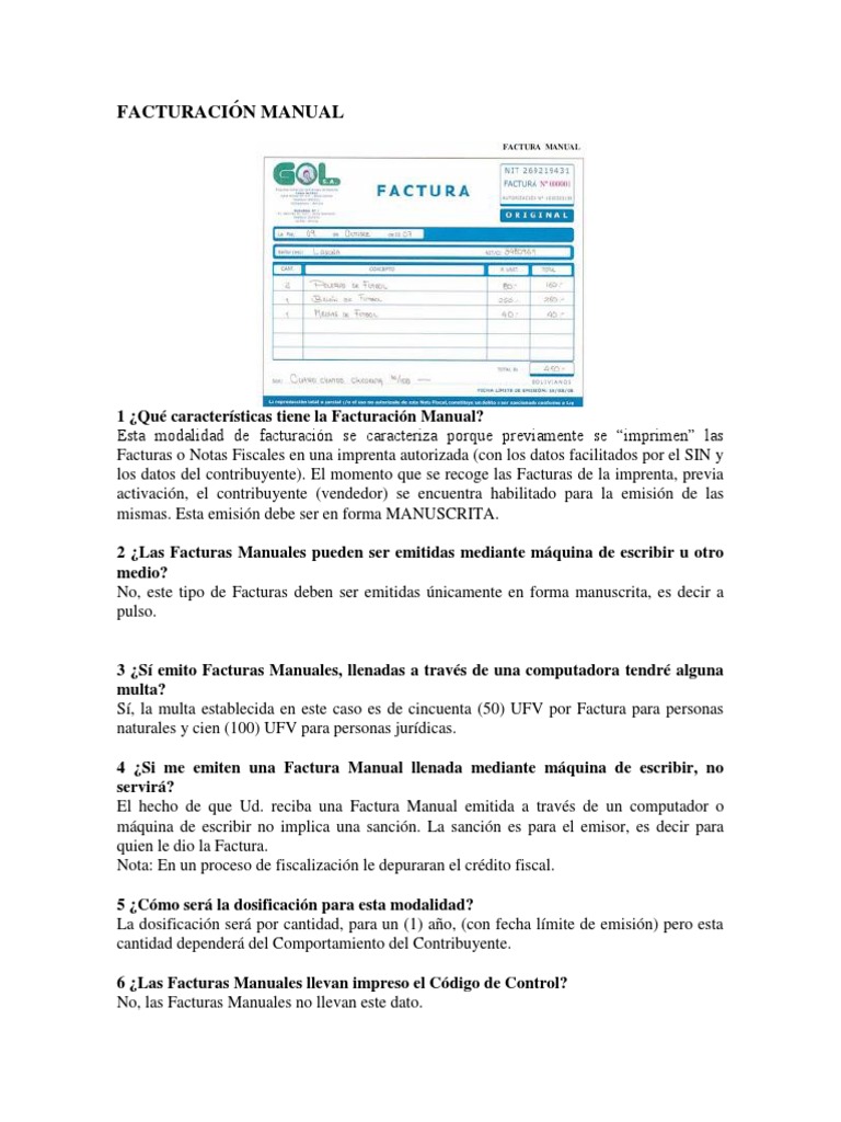 Facturación Manual | PDF