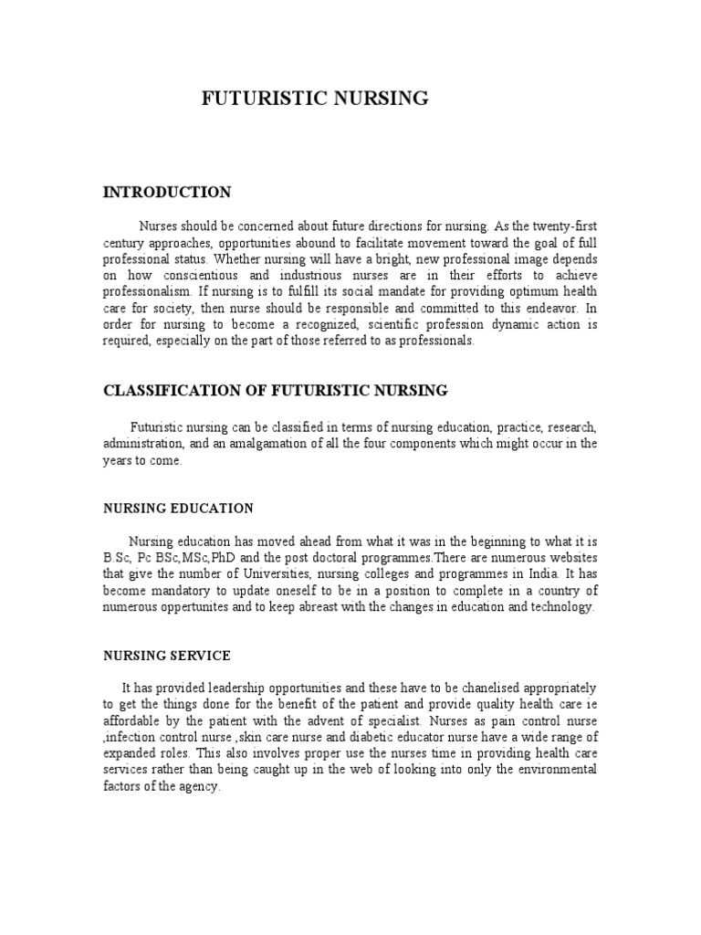 Futuristic Nursing | PDF | Nursing | Nursing Home Care