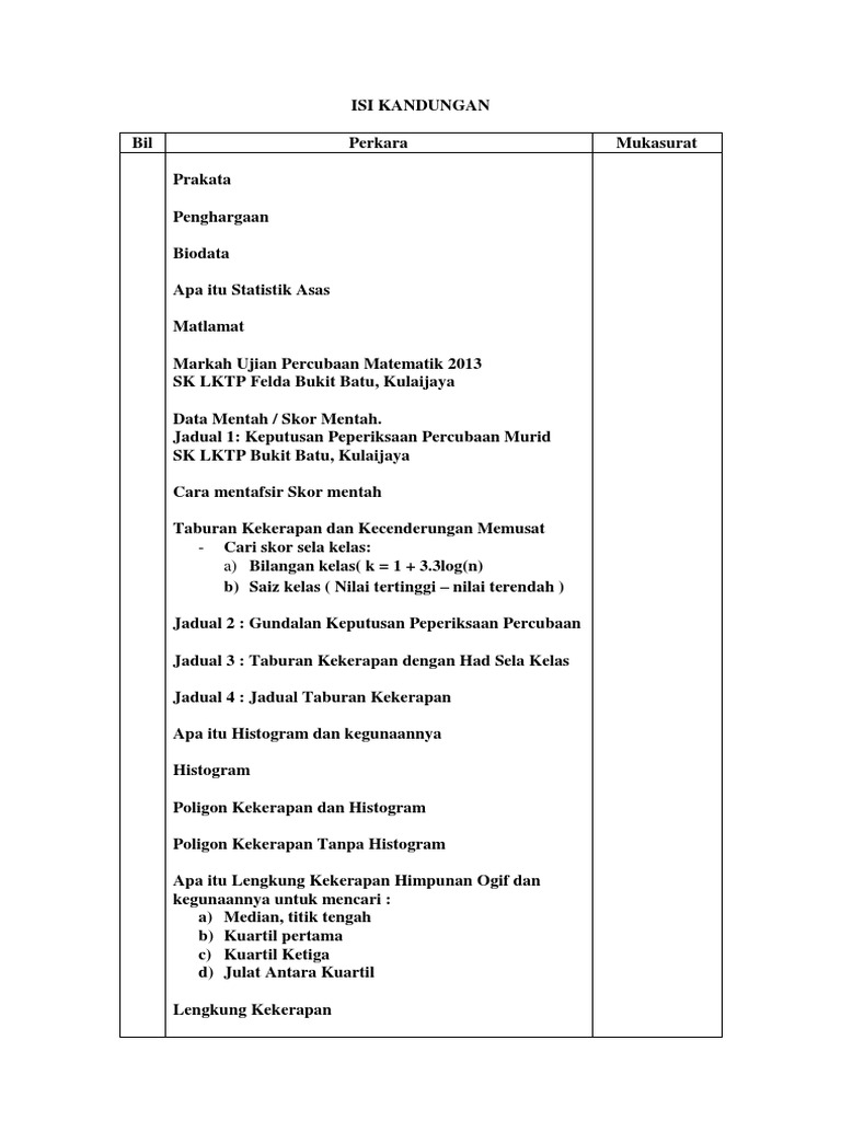 Analisis Statistik Peperiksaan Matematik | PDF