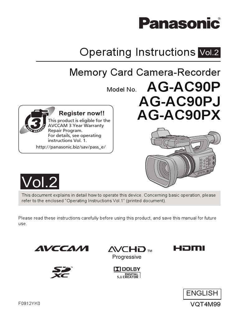 AG-AC90 Operating Instructions Advance | PDF | Secure Digital | Image ...