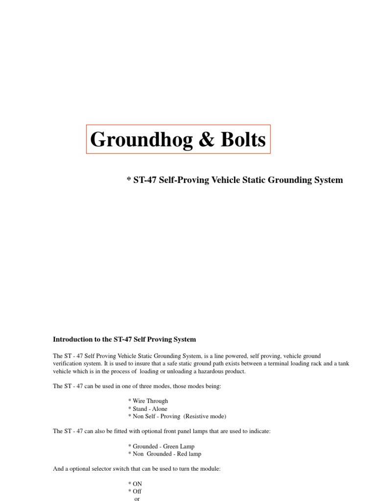 Scully ST-47 "Groundhog" Basics | PDF | Electrical Connector | Switch