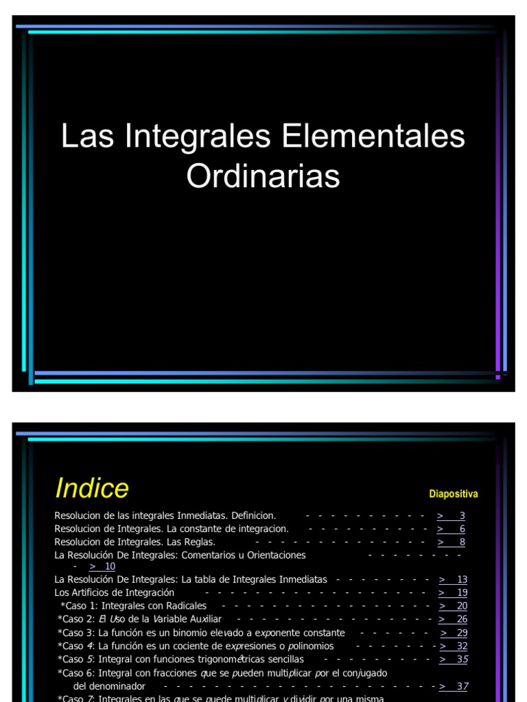 Las Integrales Elementales Ordinarias | PDF | Integral | Derivado