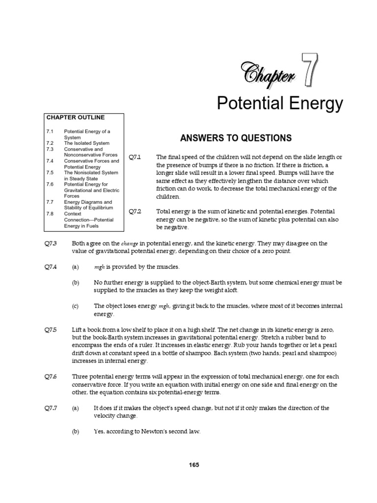 Potential Energy: Answers To Questions | PDF | Potential Energy ...