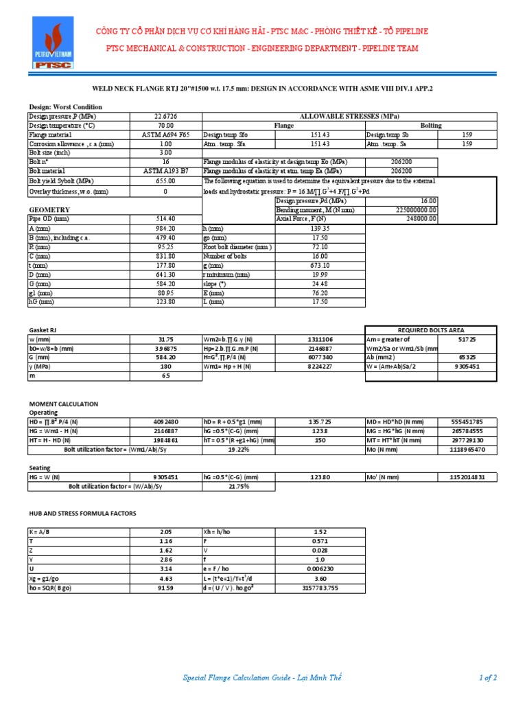 Flange Calculation Sheet.. | PDF | Screw | Materials Science