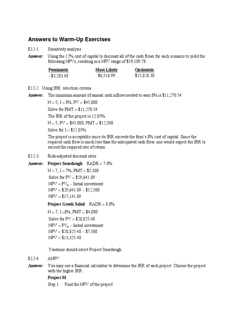 Chapter 12 Solutions | PDF | Net Present Value | Capital Budgeting