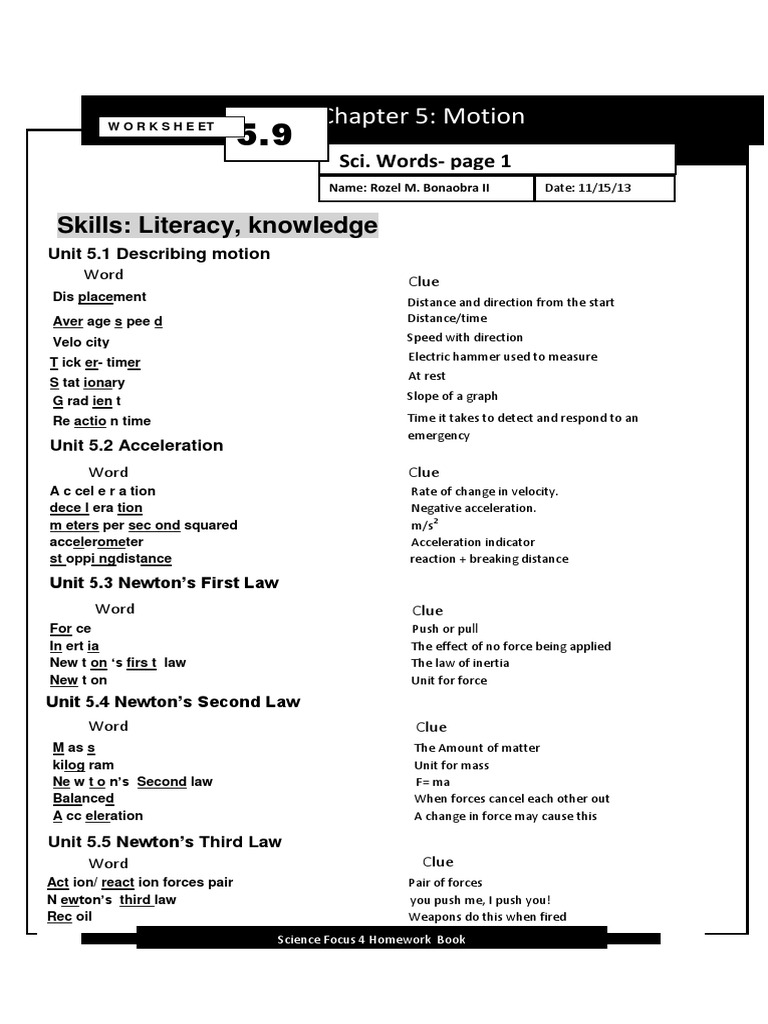 g3 - Science - Sci Words | PDF | Newton's Laws Of Motion | Force