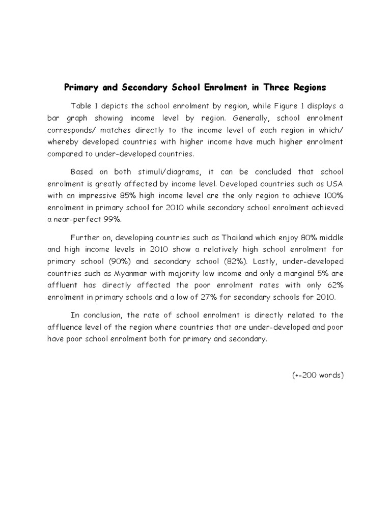 Report-writing-Primary and Secondary School Enrolment in Three Regions ...