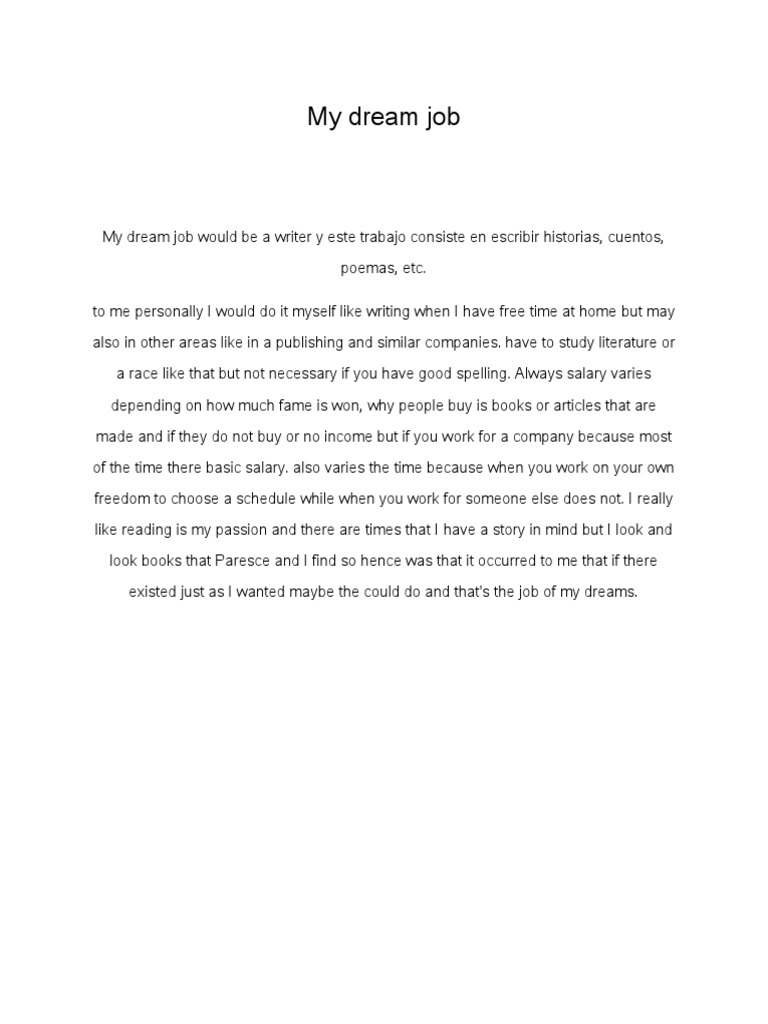 My Dream Job | PDF | General Fiction