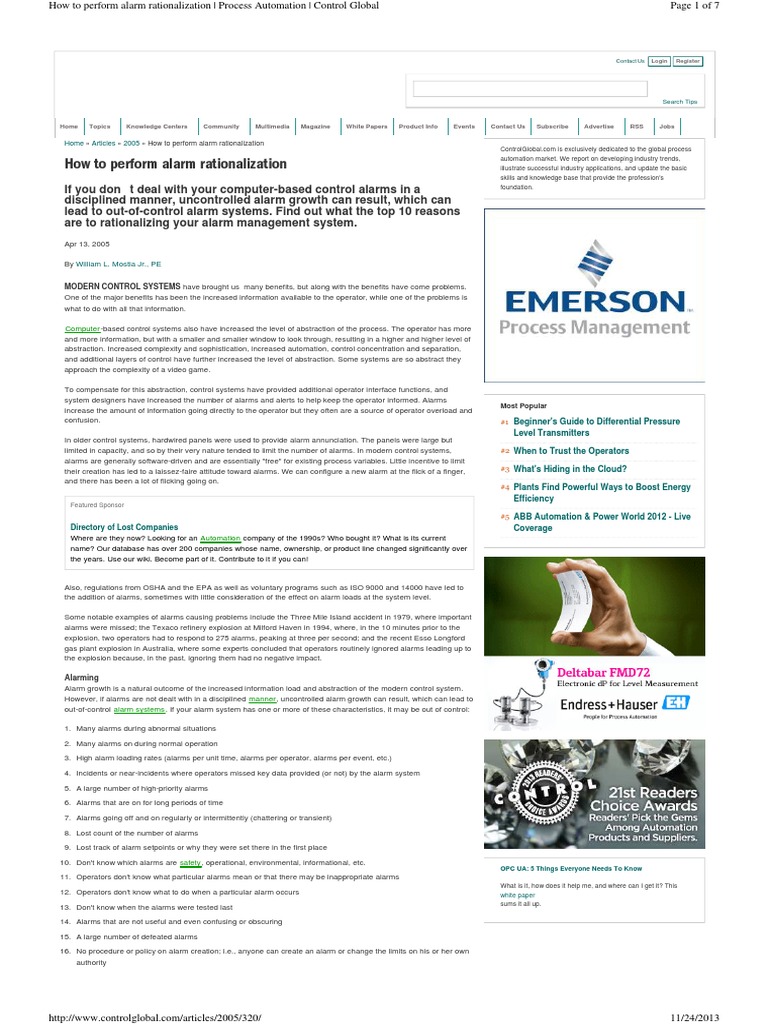 Alarm Rationalization | PDF | Systems Engineering | Science