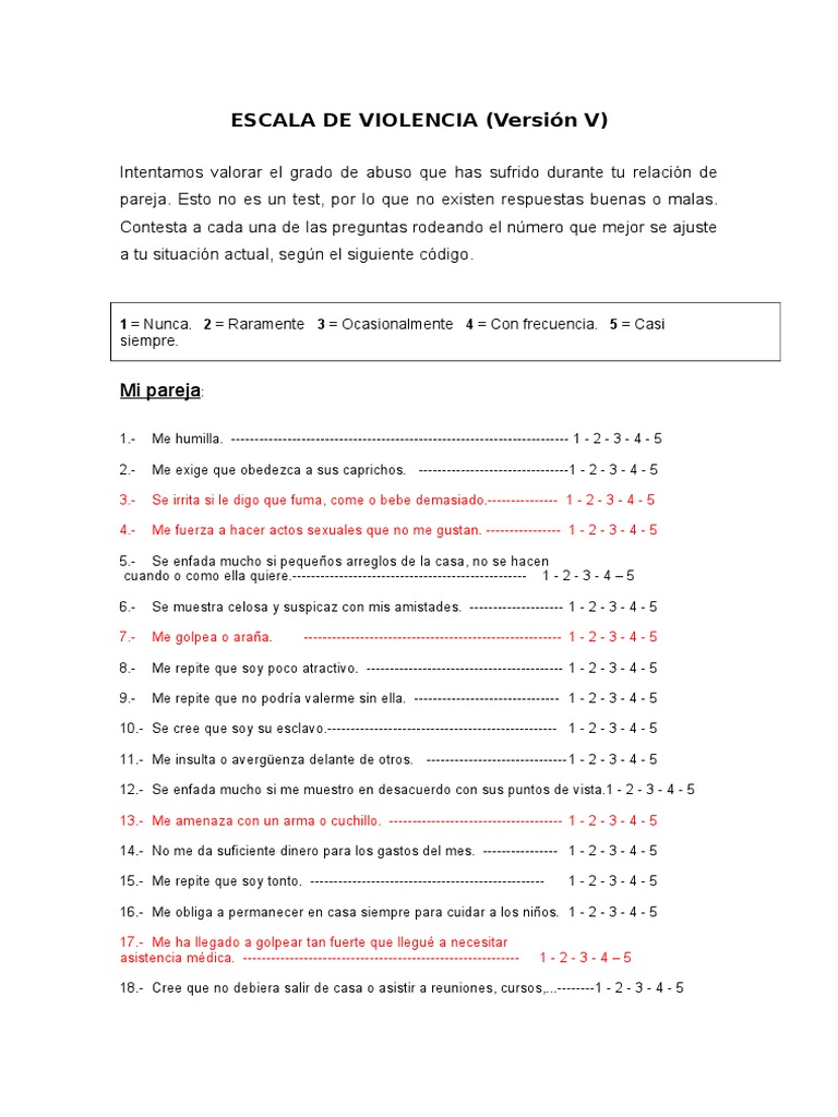 Escala de Violencia | Descargar gratis PDF | Violencia | Ocio