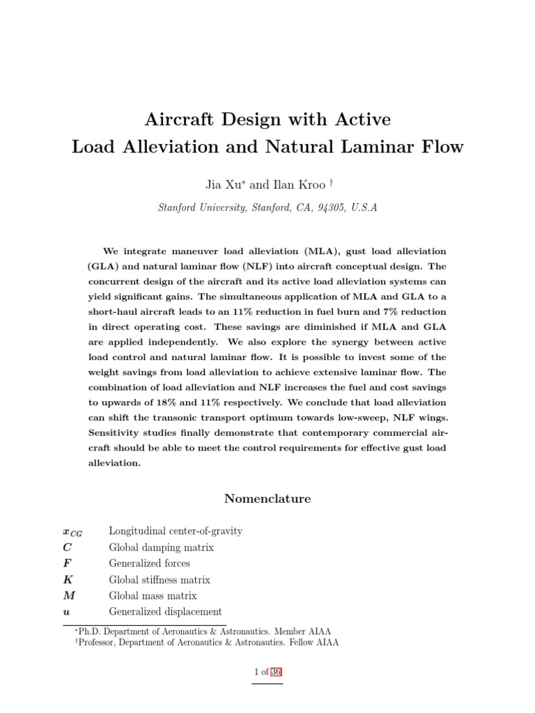 Aircraft Design With Active Load Alleviation and Natural Laminar Flow ...