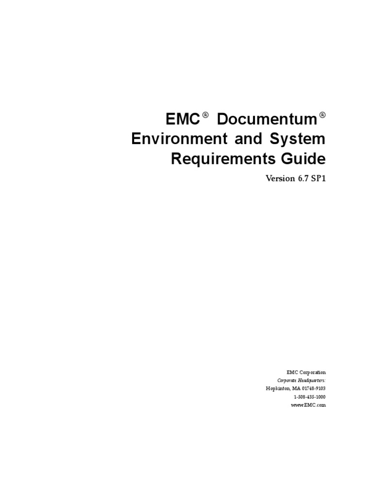 Documentum Environment and System Requirements Guide 6.7 SP1 | PDF