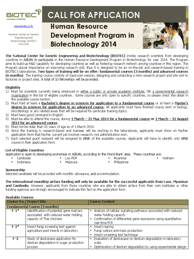 Call For Application: Human Resource Development Program in ...