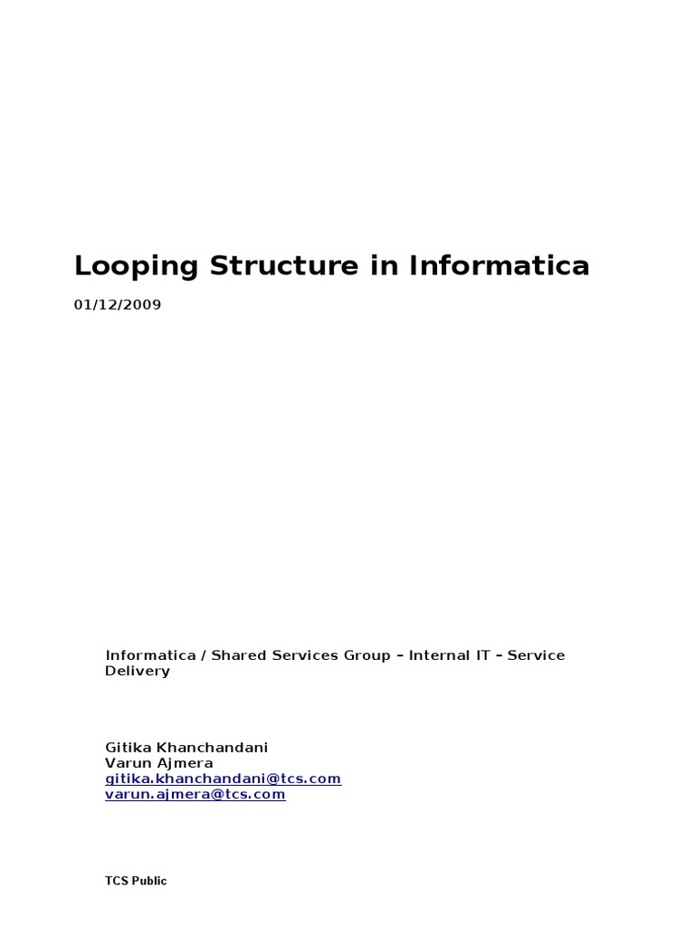 Looping Structure in Informatica | PDF | Data Type | Computer Programming