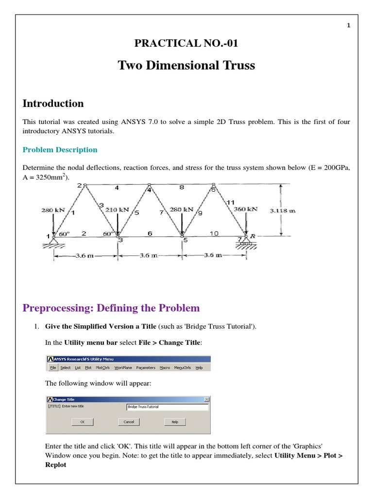 Two Dimensional Truss: Practical No.-01 | PDF | Area | Rectangle