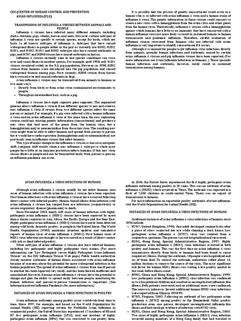 CDC Vs WHO | Download Free PDF | Avian Influenza | Influenza