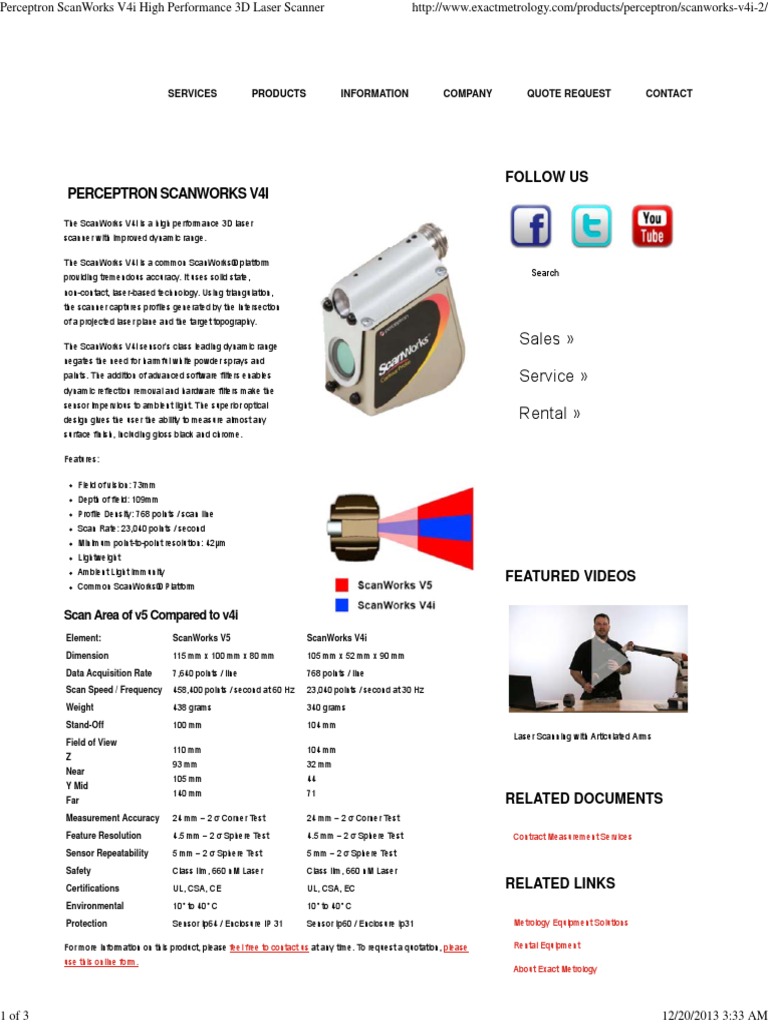 Perceptron ScanWorks V4i High Performance 3D Laser Scanner | PDF ...