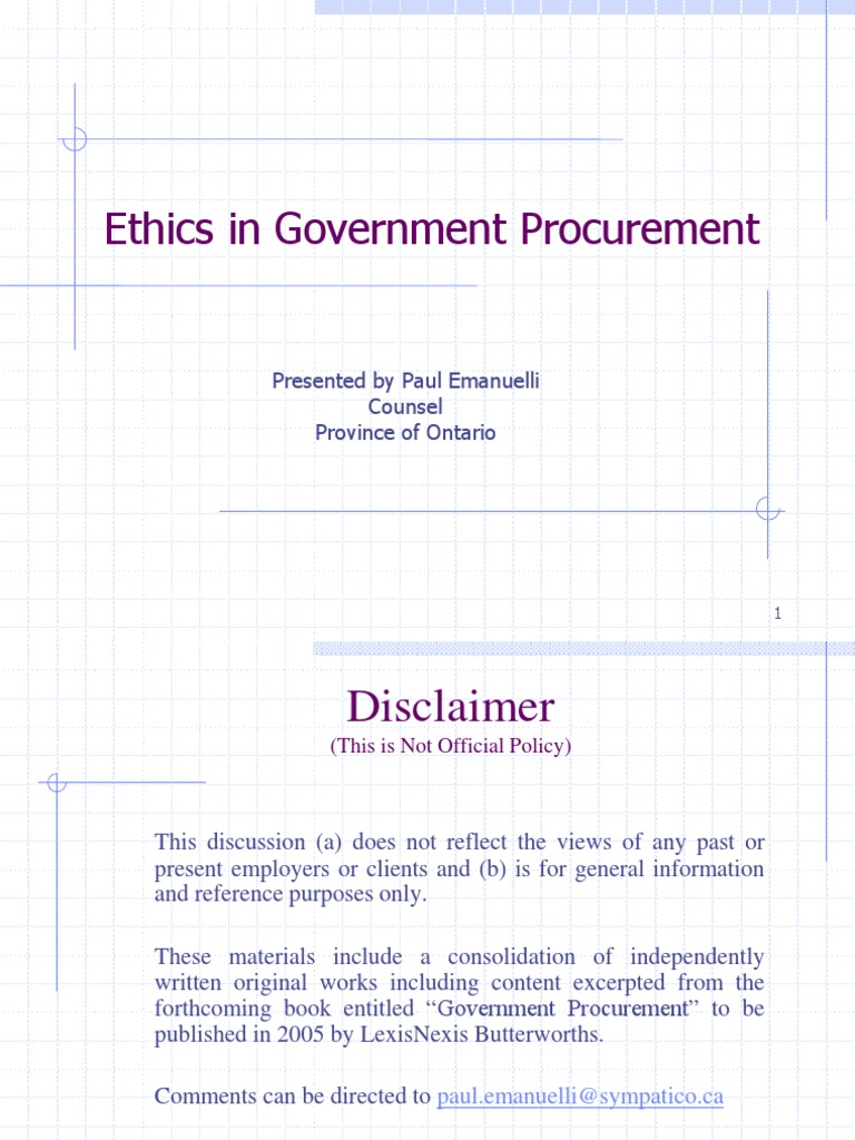 Ethics in Government Procurement1314 2 | Sarbanes–Oxley Act | Procurement