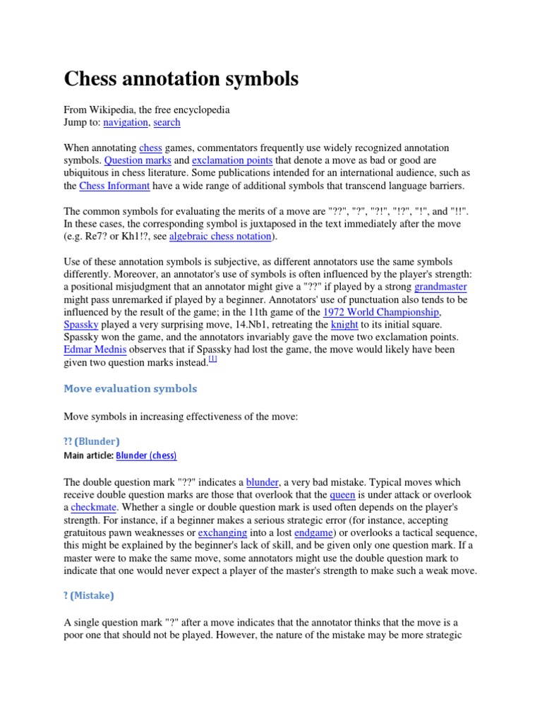 Chess Annotation Symbols | PDF | Abstract Strategy Games | Chess