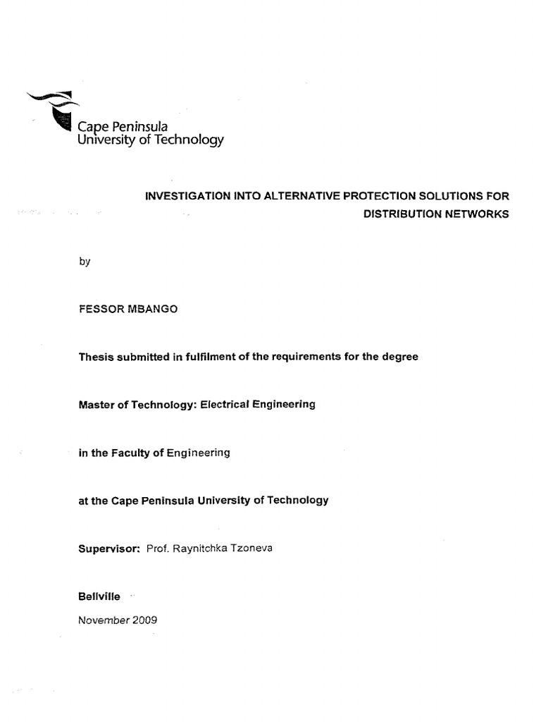 Investigation Into Alternative Protection Solutions For Distribution ...
