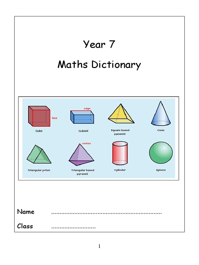 7th Grade Math Dictionary | PDF | Fraction (Mathematics) | Shape