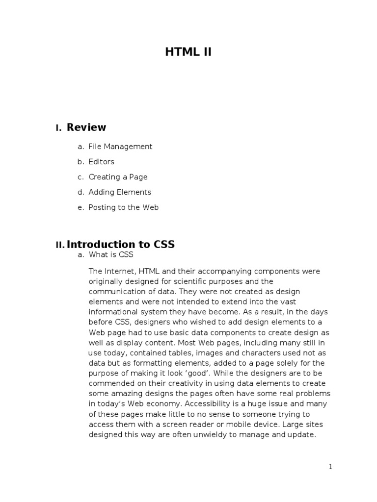 HTML Ii: Review | Download Free PDF | Cascading Style Sheets | Html Element