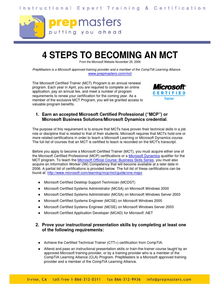How To Become MCT | PDF | Professional Certification | Comp Tia
