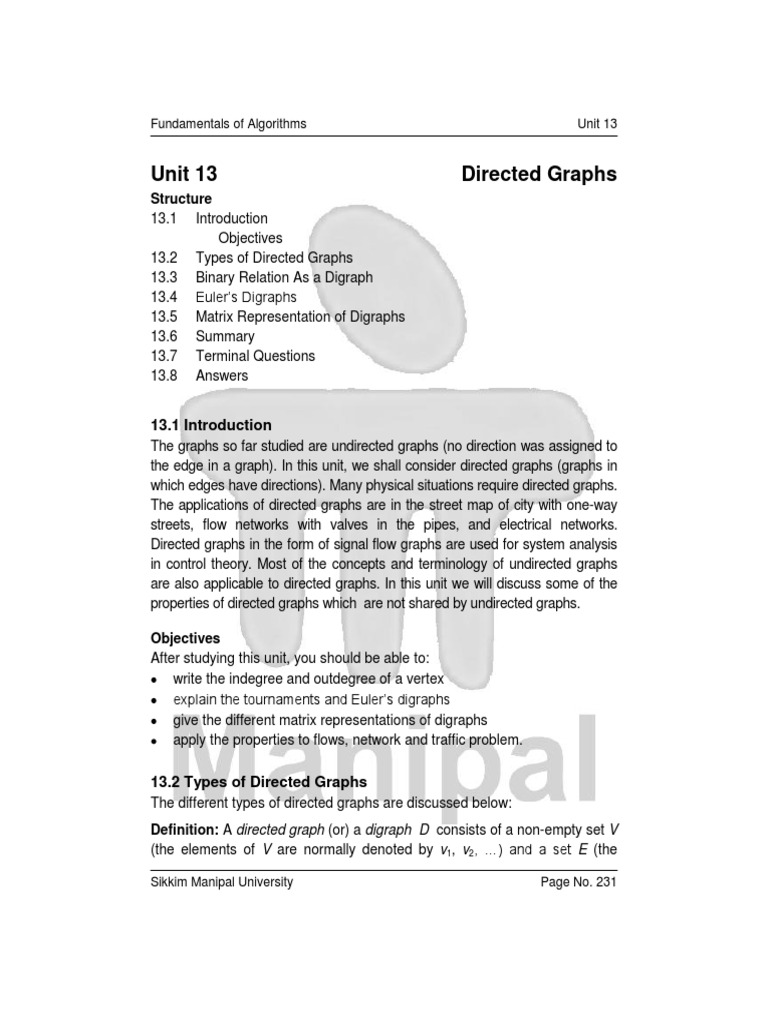 Unit 13 Directed Graphs: Structure | PDF | Vertex (Graph Theory) | Visual Cortex