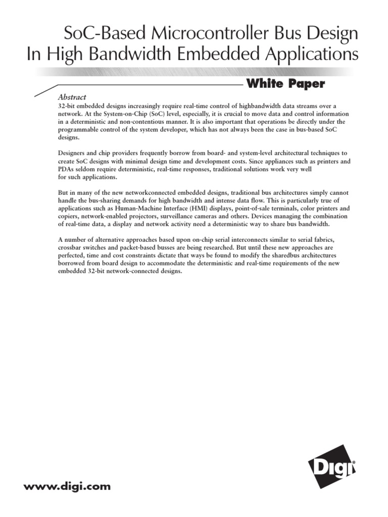 WP SocbaseSoC-Based Microcontroller Bus Design in High Bandwidth Embedded ...