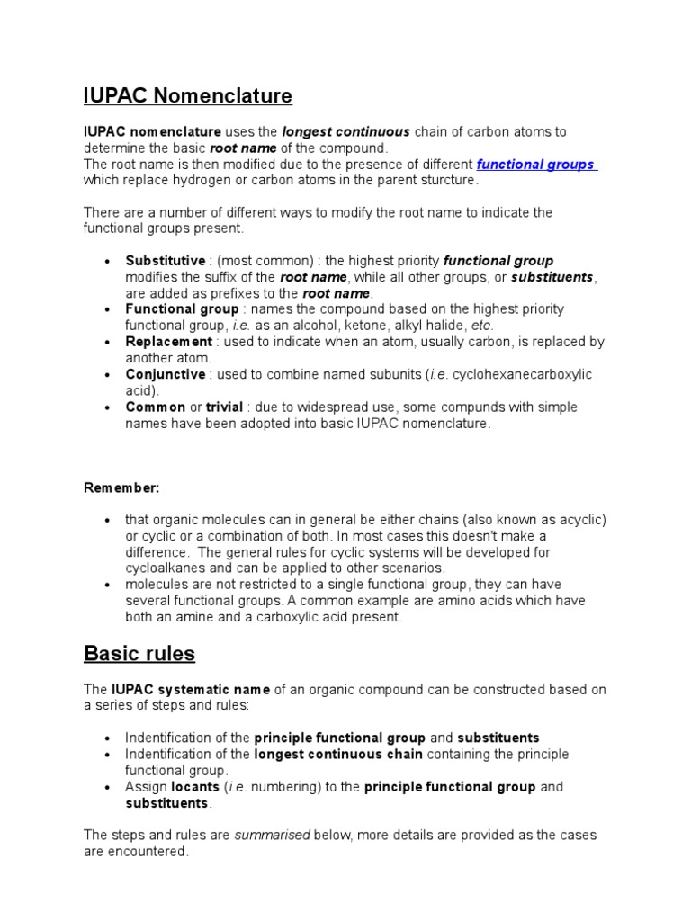 IUPAC Nomenclature | PDF | Functional Group | Ketone