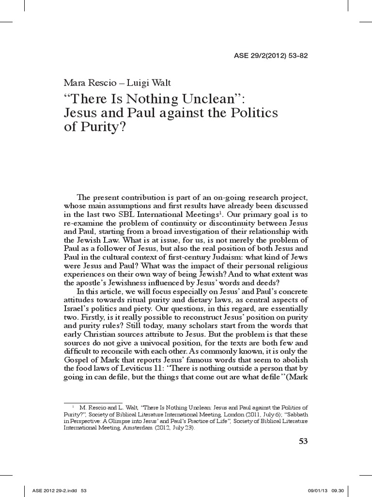 2012 - Mara Rescio & Luigi Walt - "There Is Nothing Unclean". Jesus and ...