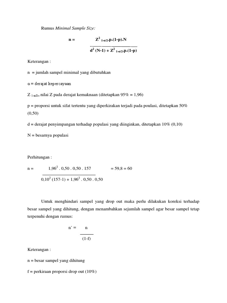 Rumus Minimal Sample Size | PDF