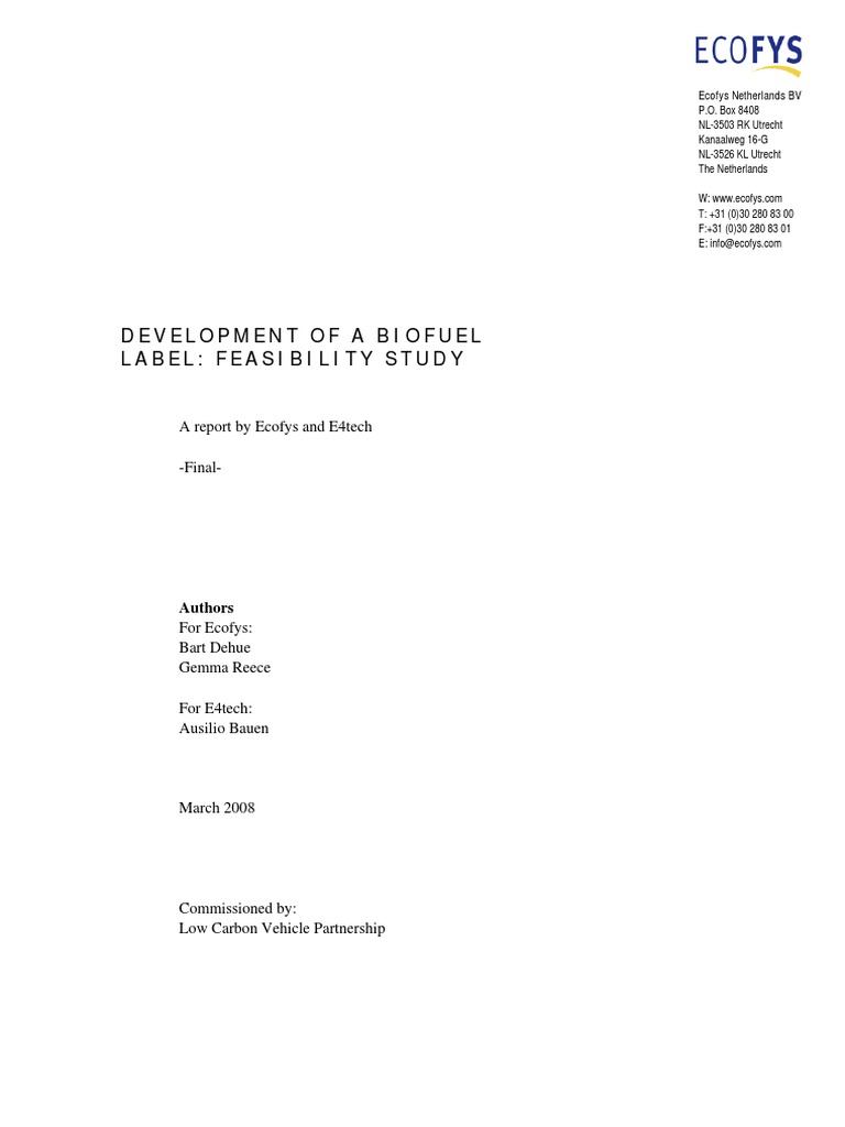 Biofuel Label Feasibility Study | PDF | Biofuel | Sustainability