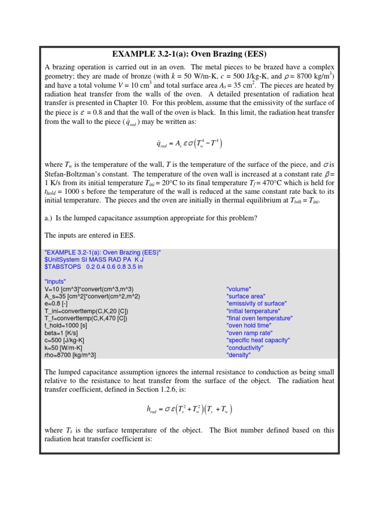 EES Integration Example 3.2-1a | PDF | Heat Transfer | Thermal Conduction