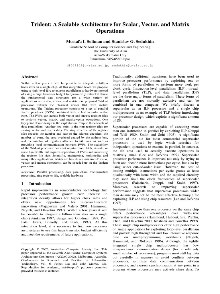 Trident: A Scalable Architecture For Scalar, Vector, and Matrix ...
