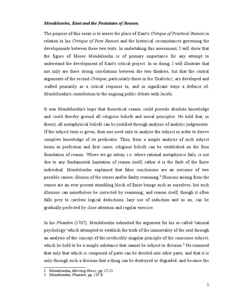 Kant Essay | PDF | Immanuel Kant | Critique Of Pure Reason