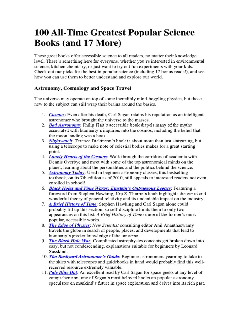 100 All Greatest Popular Science Books | PDF | Astronomy | Physics