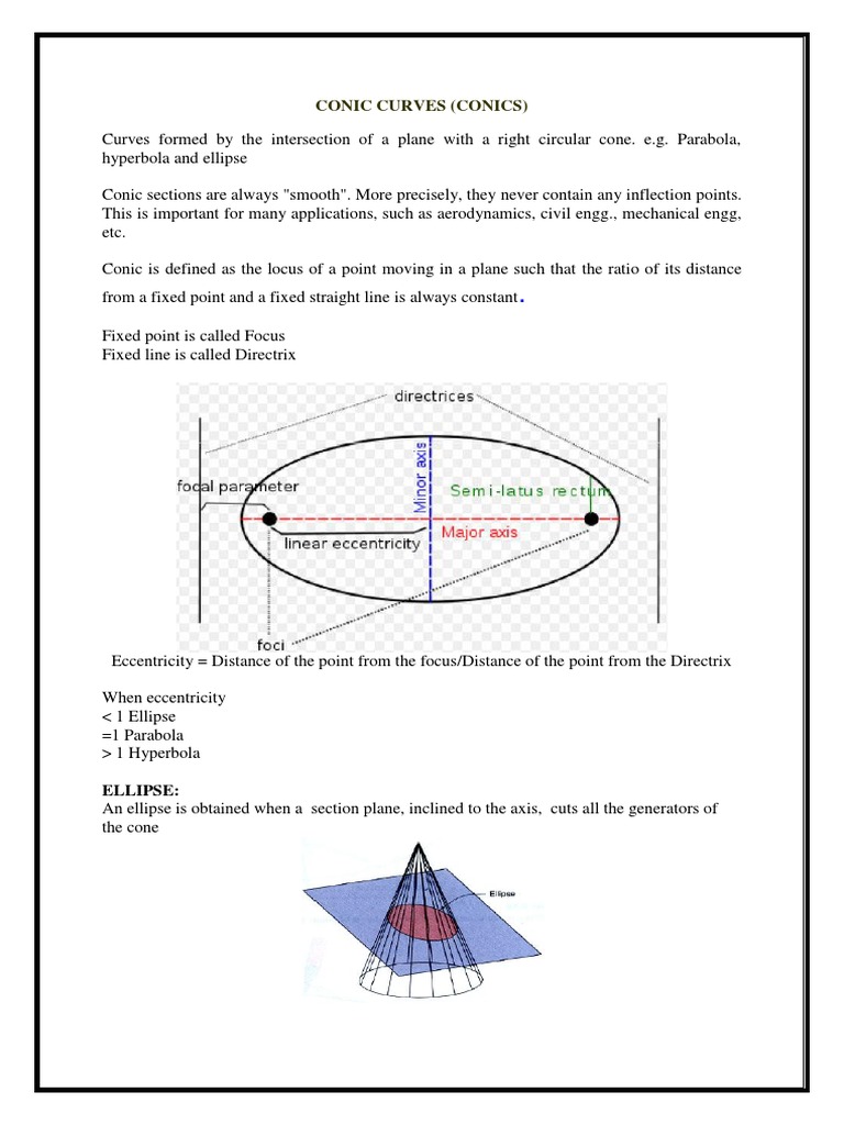 Conic Section Engineering Drawing | PDF | Ellipse | Perpendicular
