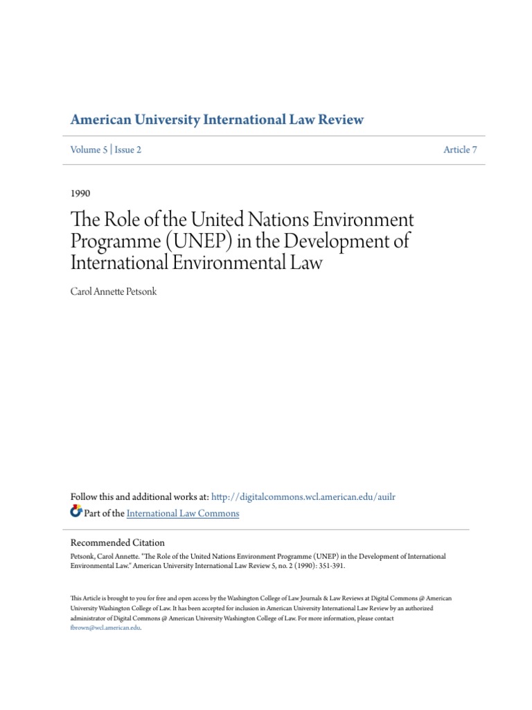 The Role of The United Nations Environment Programme (UNEP) in TH | PDF ...
