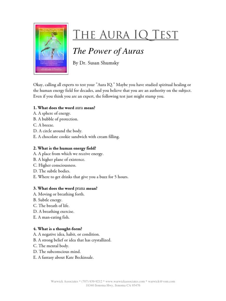 Aura IQ Test | PDF | Aura (Paranormal) | Spirit