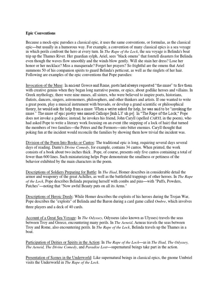 Epic Conventions | PDF | Odysseus | Odyssey