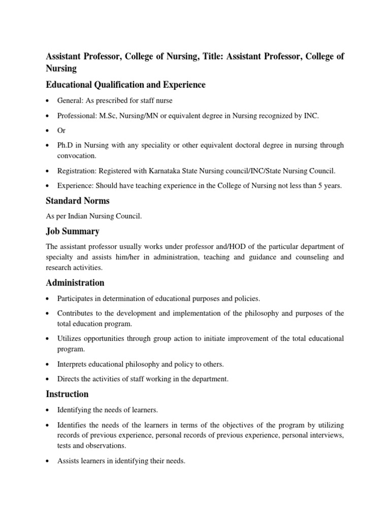 Assistant Professor Role in Nursing Education | PDF | Nursing | Learning