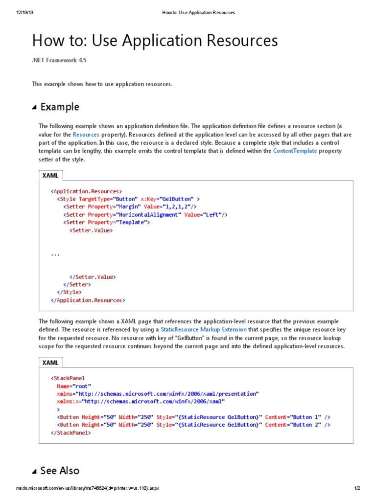 How To Use Application Resources Pdf Extensible Application Markup Language Resource
