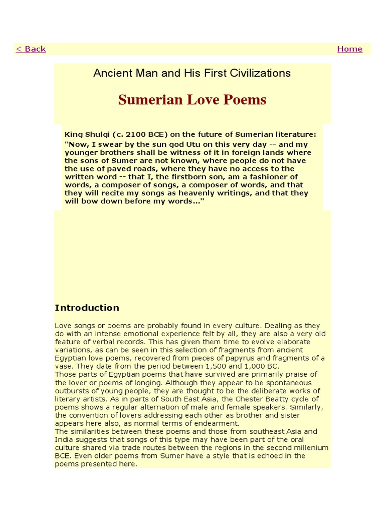 Sumerrian Poems | PDF | Sumer | Poetry