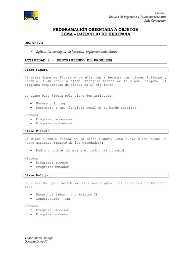 Ejercicio de Herencia | Descargar gratis PDF | Triángulo | Herencia (Programación Orientada a ...