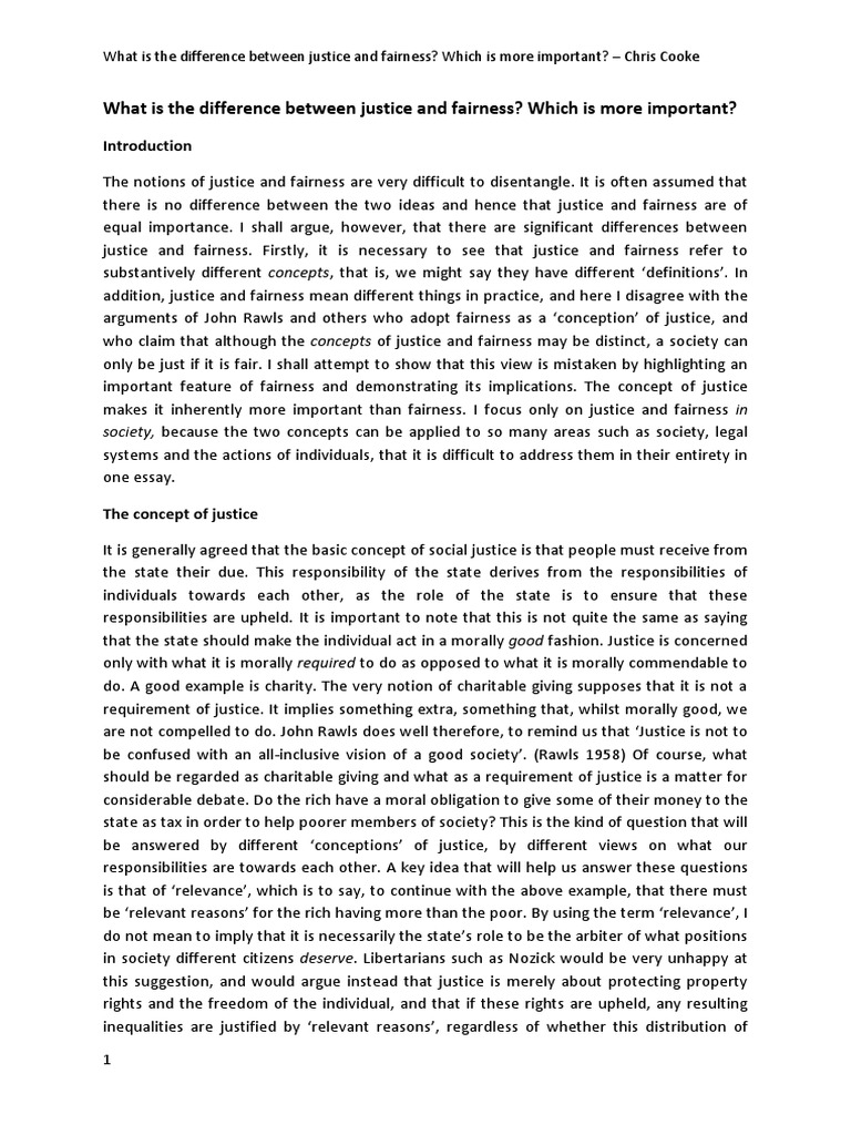 Difference Between Justice and Fairness | PDF | Business