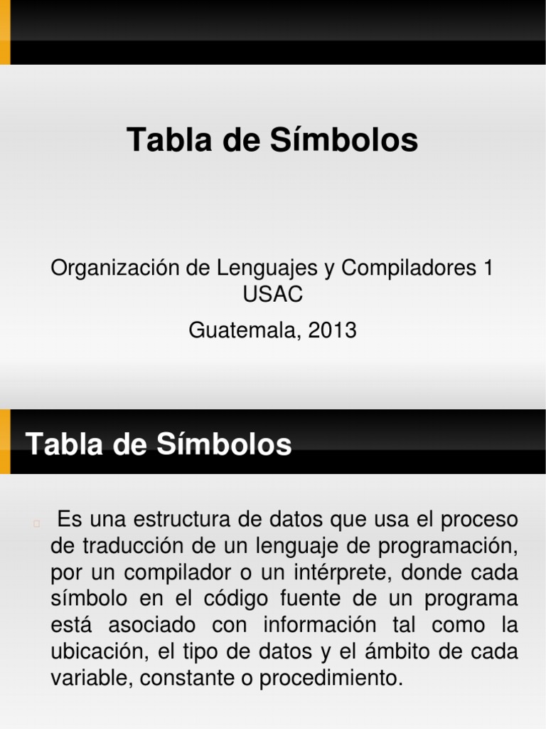 08 Tabla Simbolos | PDF | Compilador | Lenguaje de programación