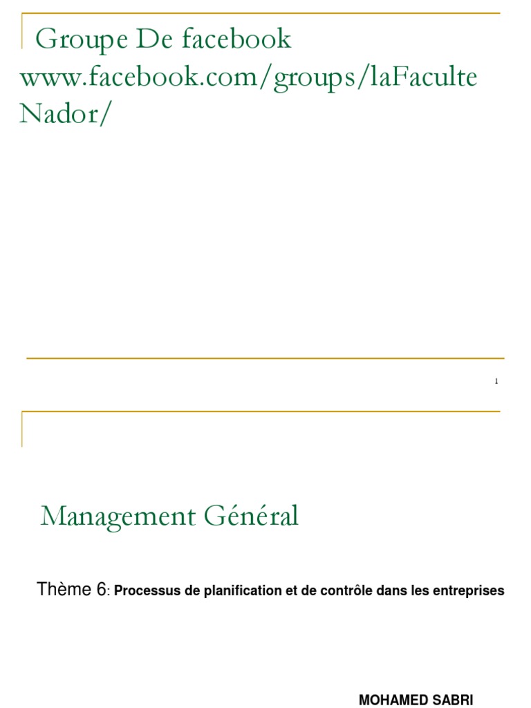 Thème6 - Processus de Planification Et Controle | PDF | Google ...