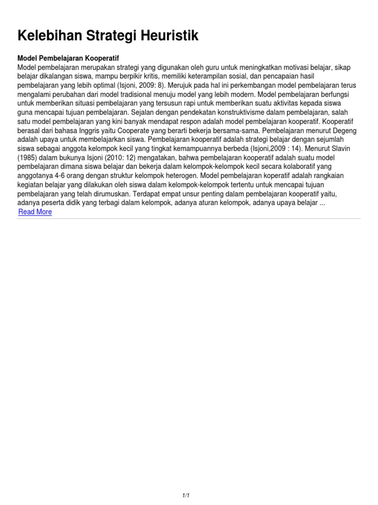 Kelebihan Strategi Heuristik | PDF